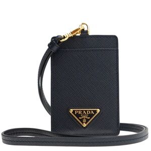 Prada | Bags | Prada Id Badge Card Holder Yellow Navy Blue Leather Mc07 ...
